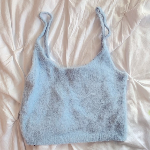 Tops | Baby Blue Fuzzy Top | Poshmark